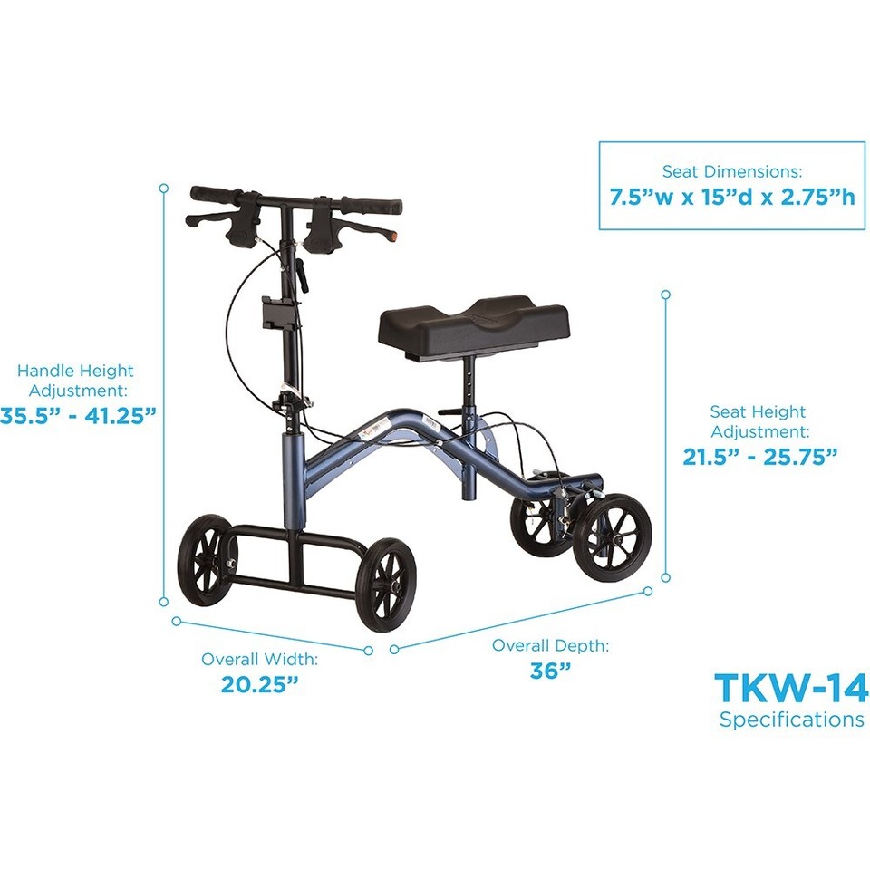 Nova TKW-14 Tall Heavy Duty 400 lbs Turning Knee Crutch Walker Scooter ...