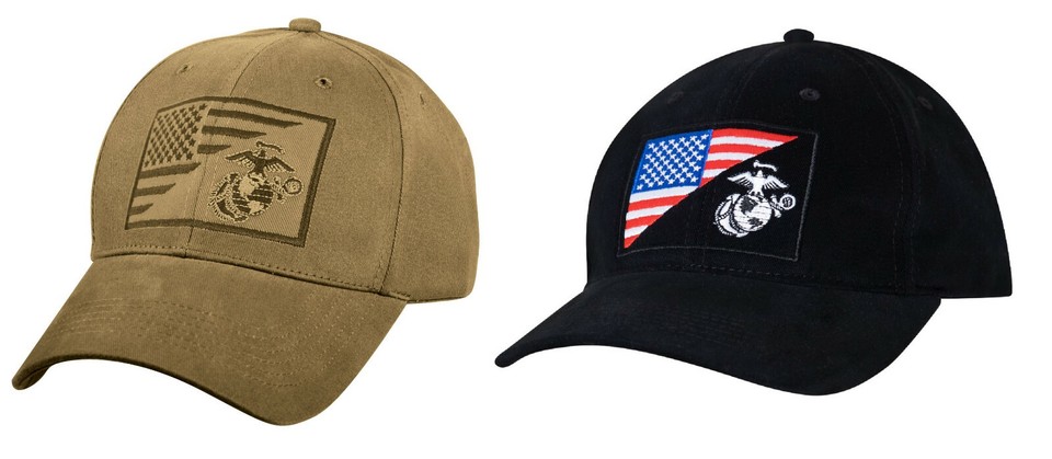 US Marine Corps Ball Cap USMC Vietnam OEF OIF Gulf Veteran Hat FLAG and ...