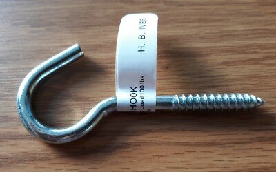 10 HEAVY DUTY 4" LONG CEILING HOOKS, RATED UP TO A 100 POUND LOAD EACH ...