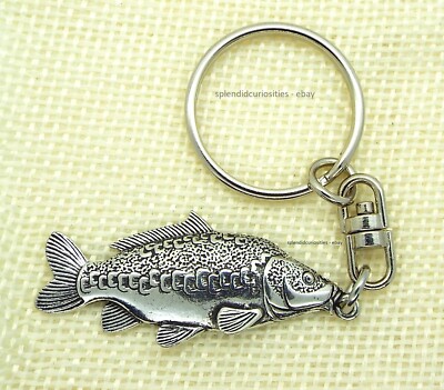 Mirror Carp Fish Keyring (Silver Pewter Keychain in Lemon Pouch) | eBay