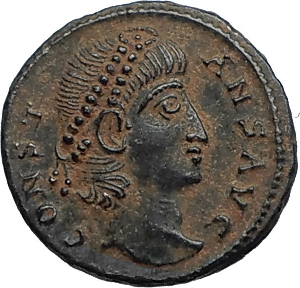 CONSTANS Authentic Ancient 337AD Antioch Genuine Roman Coin w SOLDIERS ...