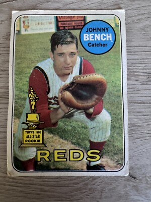 1969 Topps JOHNNY BENCH #95 baseball trading card HOF ALL-STAR ROOKIE ...