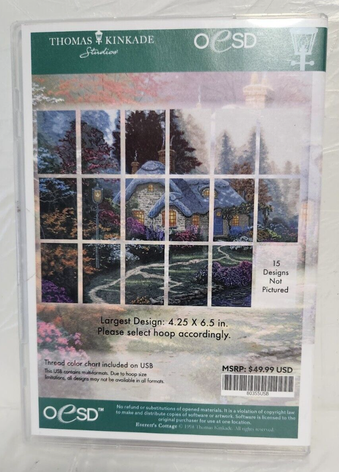OESD USB #80355USB Everett's Cottage Tiling Scene by Thomas Kinkade ...