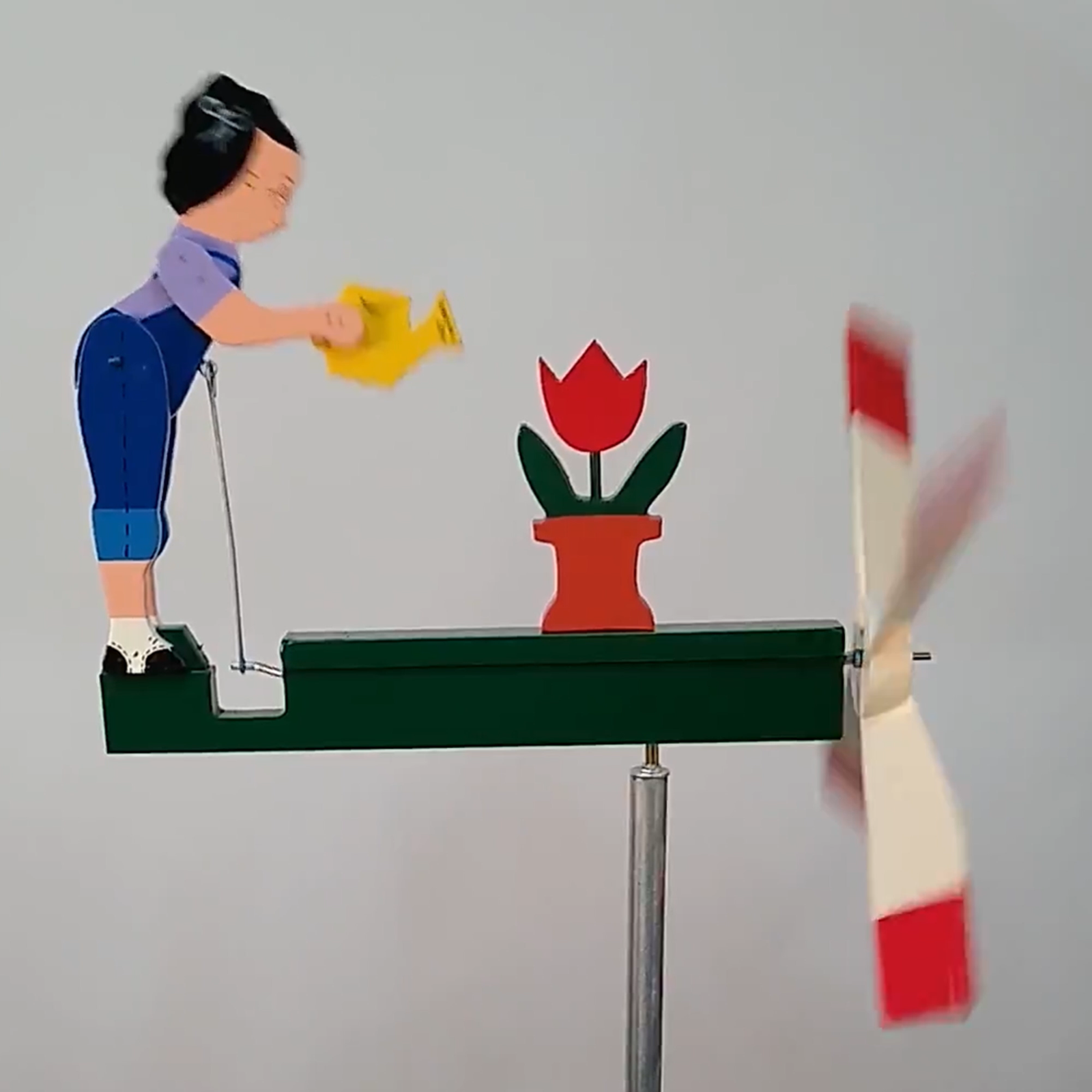 Garden Woman Whirligig Girl Watering Flowers Handmade Made in USA | eBay