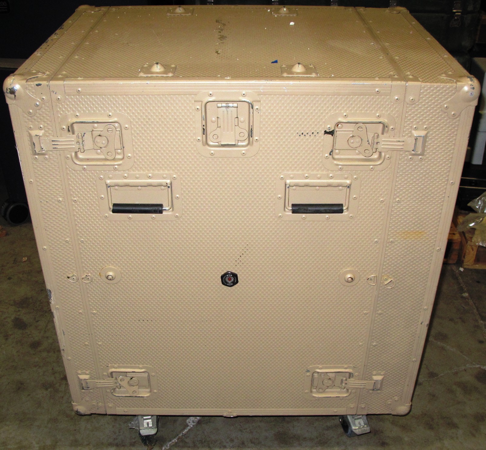 Spec Ops Metal Military Crate with Rack mount on Caster Wheels. Desert ...