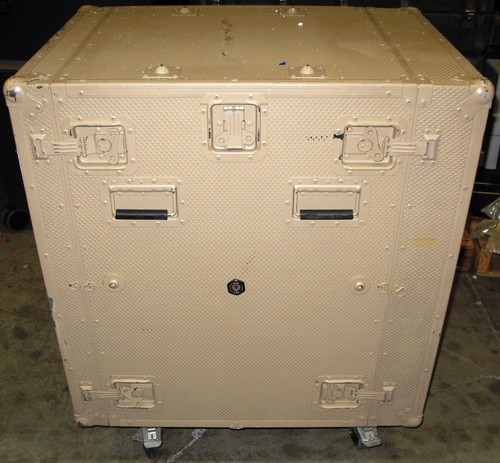 Spec Ops Metal Military Crate with Rack mount on Caster Wheels. Desert ...