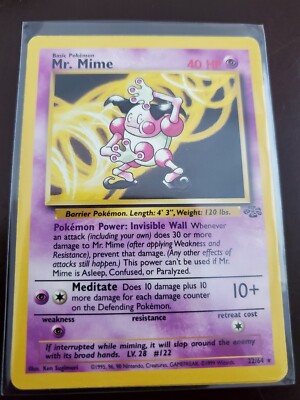 Mr. Mime 22/64 NM Rare Unlimited Edition Pokemon Card Jungle Set 1999 ...