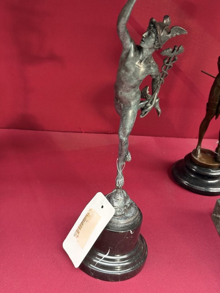 Bronze Sculpture Mercury Hermes Green Patina Mythology Art Statue Rare ...