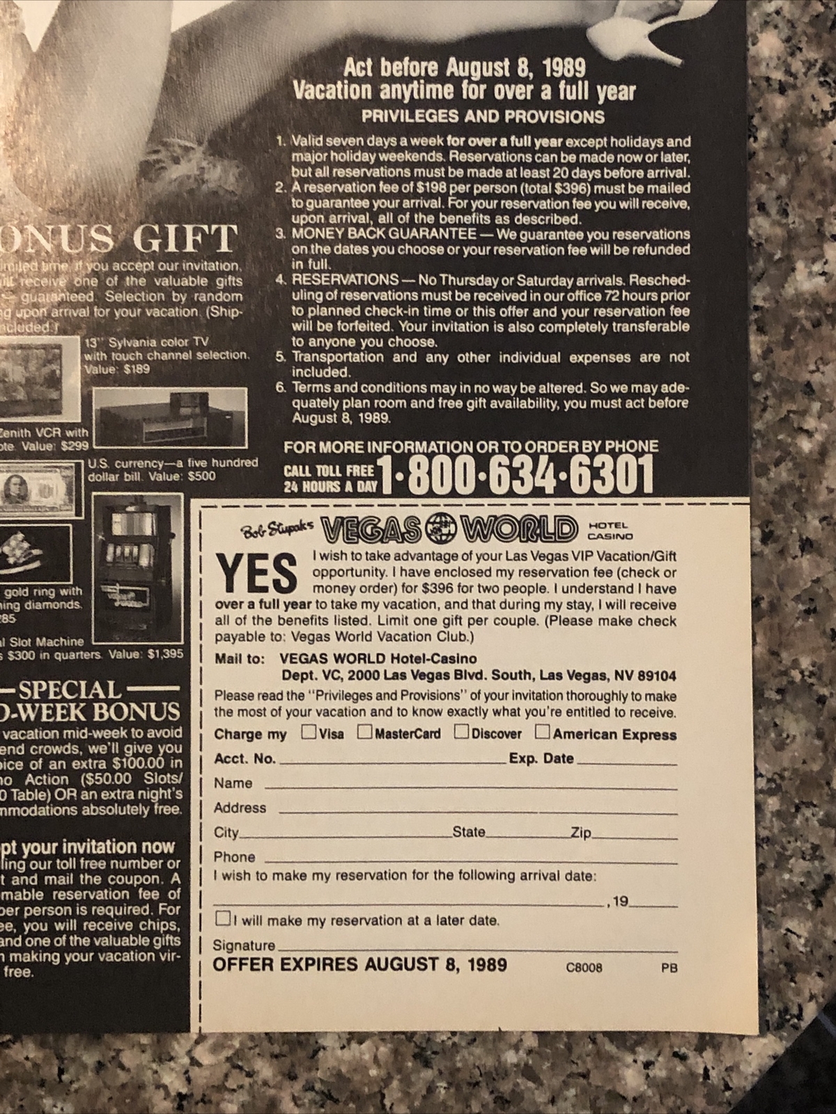 1989 Bob Stupak Las Vegas World VTG 1980s 80s PRINT AD Hotel Casino ...