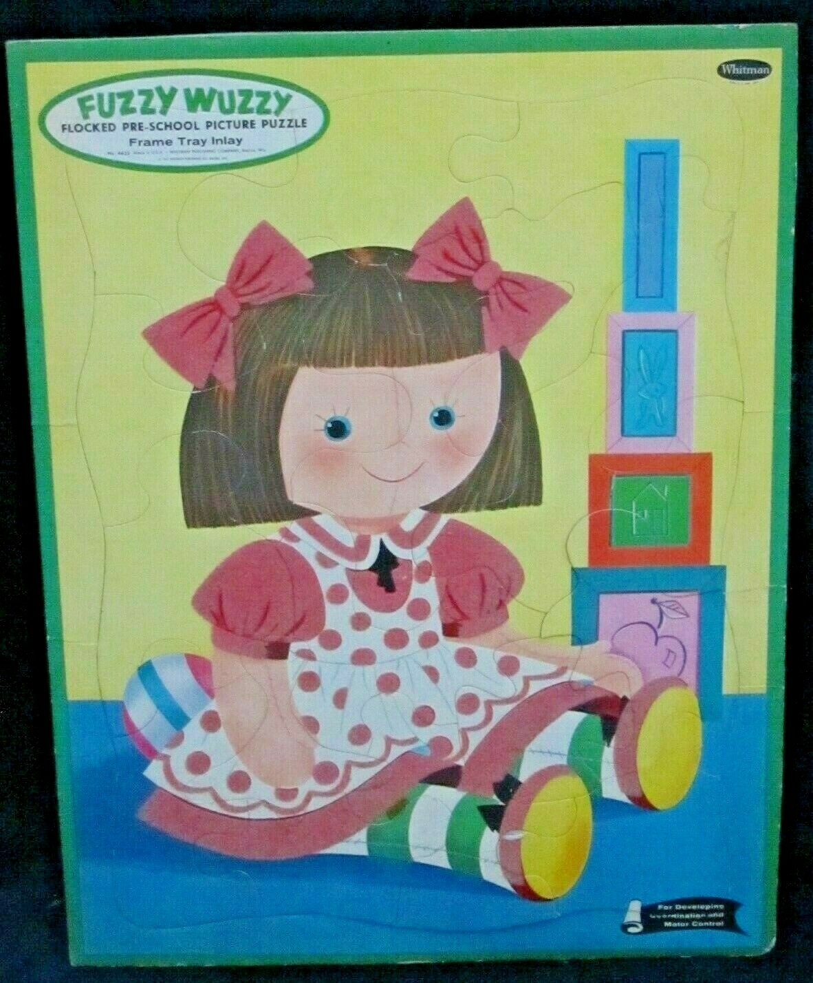 Vintage Cardboard Picture Puzzle 1961 Whitman Frame Doll & Blocks Fuzzy ...