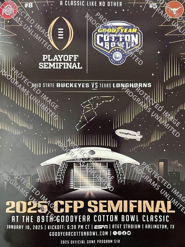 2025 NATIONAL CHAMPIONSHIP & COTTON BOWL GAME PROGRAM SET 2) OHIO STATE ...