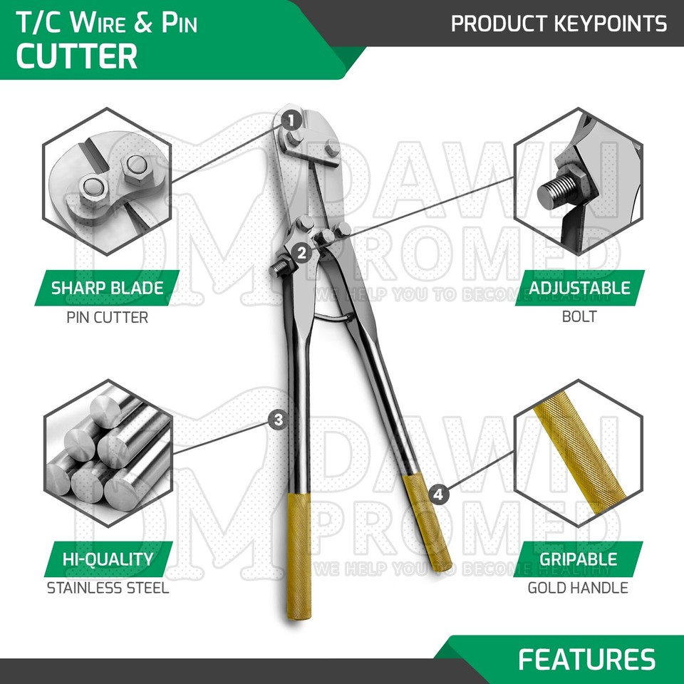 T/C Wire & Pin Cutter 18.5" Side Cutting W/Adjustable Bolt Orthopedic ...