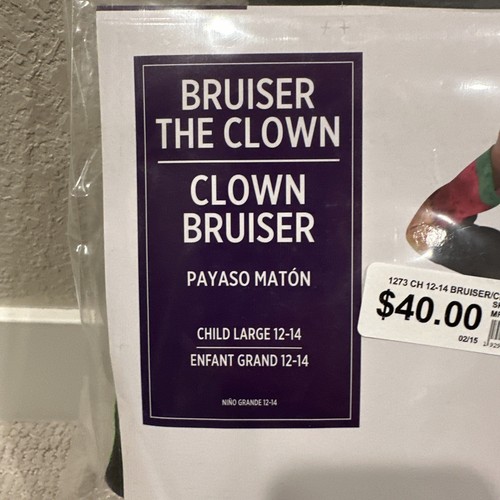 New Bruiser the Clown Circus Carnival Halloween Costume Child Large 12 ...