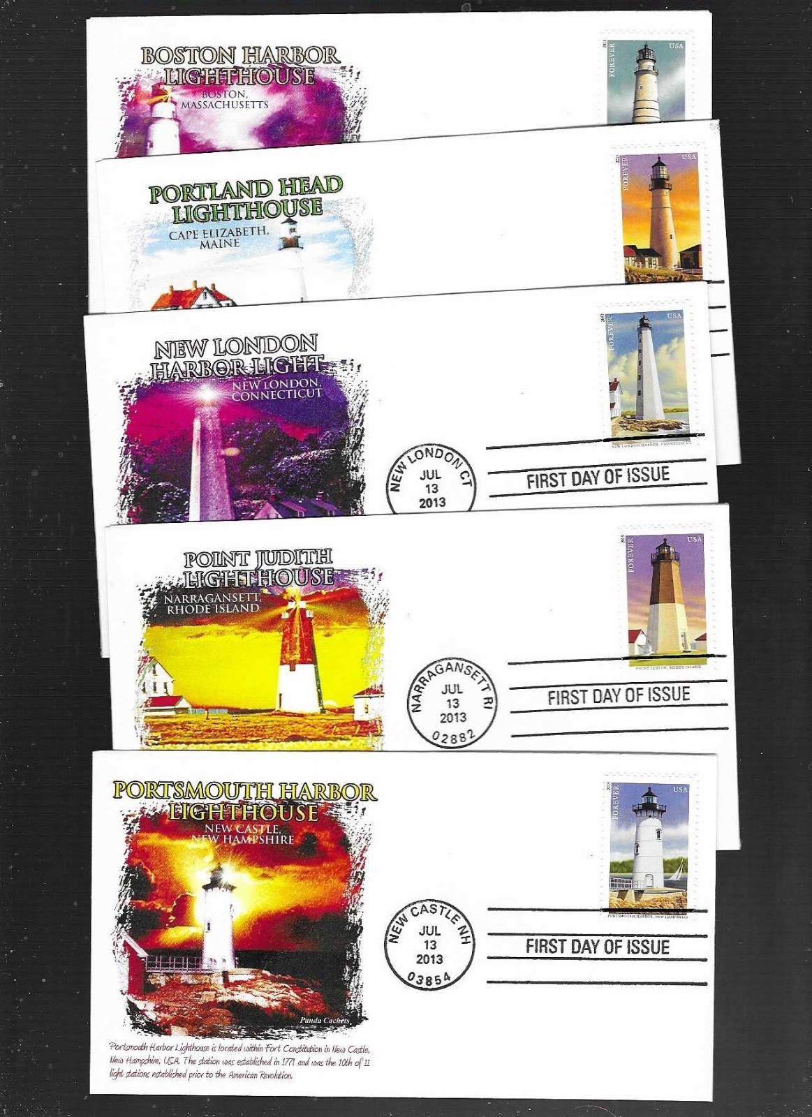 US FDC FIRST DAY COVERS LIGHTHOUSES 2013 THREE SETS OF 5 TOTAL 15 ...