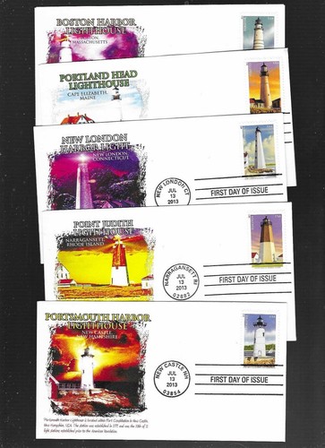 US FDC FIRST DAY COVERS LIGHTHOUSES 2013 THREE SETS OF 5 TOTAL 15 ...