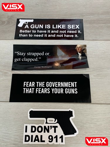 (4) Gun 2nd Amendment Variety Pack Funny Sticker JDM Joke Funny Die Cut ...