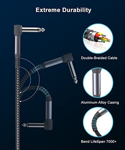 Guitar Patch Cables 3pack6 Inch 6.35mm Effects Pedal Board Cord 1/4 ...