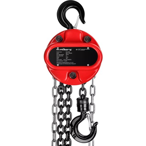 Chain Block 1000 kg 3m Hand Chain Hoist Block and Tackle Manual 2 Hooks ...