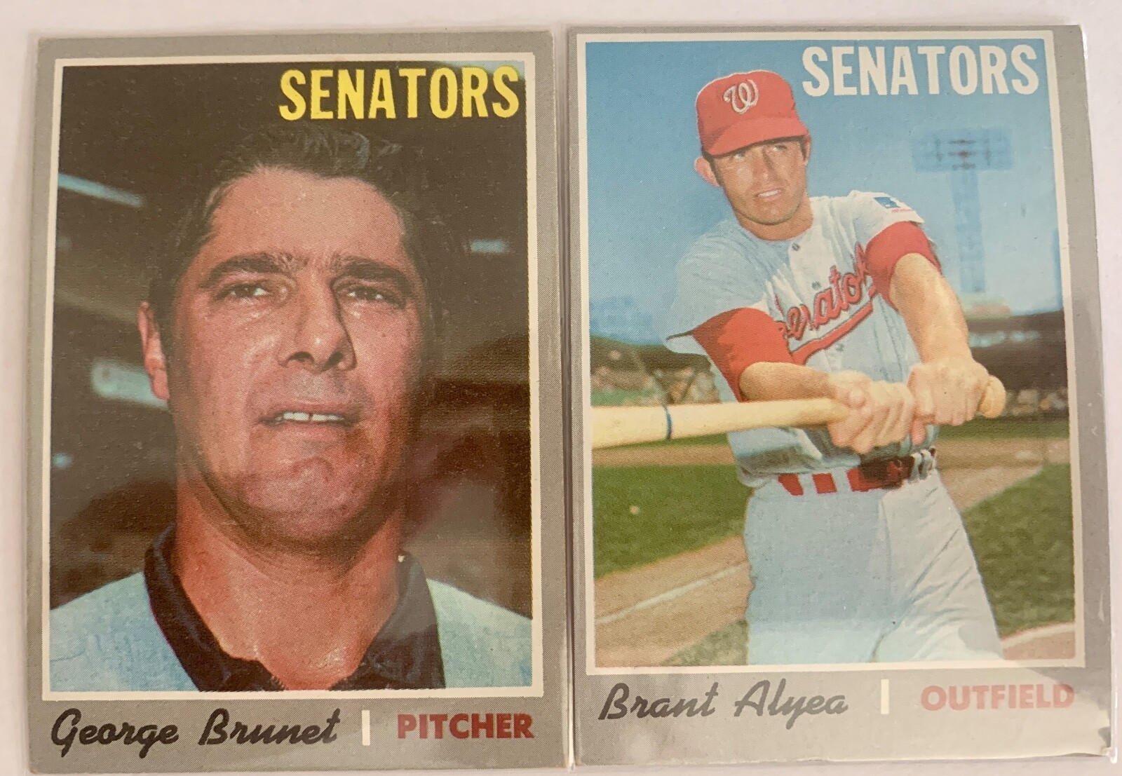 LOT OF 2 1970 WASHINGTON SENATORS BASEBALL CARDS, BRANT ALYEA, GEORGE ...