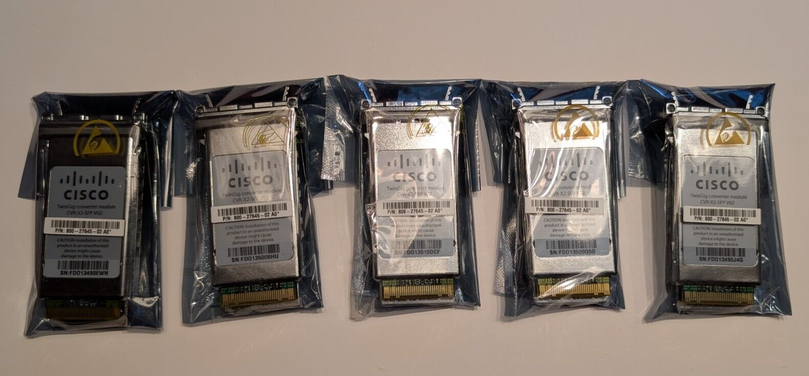 Lot Of 5 Cisco GBIC TwinGig Converter Module CVR-X2-SFP V02 P/N: 800 ...