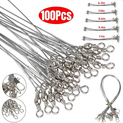 100Pcs Stainless Steel Fishing Line Trace Fish Lure Leader Wire 16/18 ...