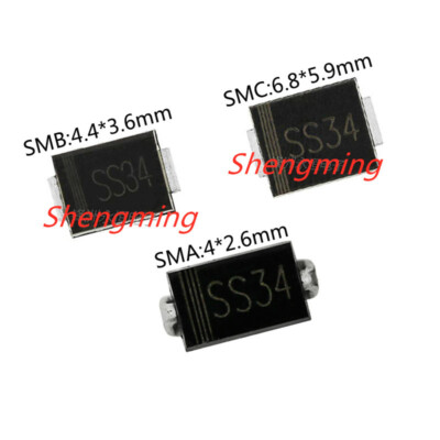 50PCS SS34 SMA SMB SMC 1N5822 IN5822 3A 40V Schottky diode | eBay