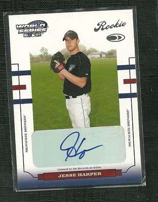 JESSE HARPER 2004 DONRUSS WORLD SERIES ROOKIE AUTO MILWAUKEE BREWERS ...
