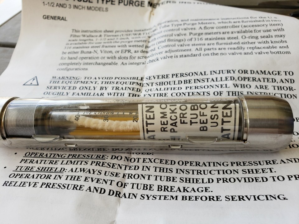 Varea Meter 30A153SSXXXX Glass Tube Non-Armoured Purge Meter New Spec ...