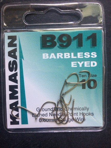 KAMASAN B911 BARBLESS EYED HOOKS - 10 PACK | eBay