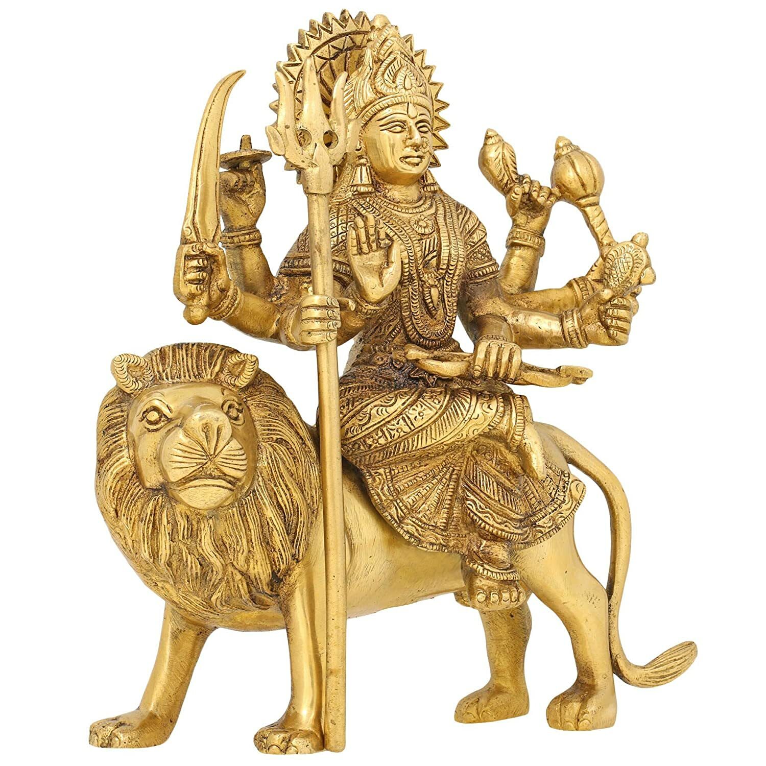 Goddess Maa Durga Devi Mata Rani Sitting on Lion Idol Statue Figurine ...