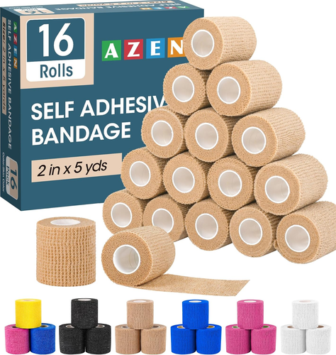 AZEN 16 Pack Self Adhesive Bandage Wrap, 2" X 5 Yards Elastic Cohesive ...