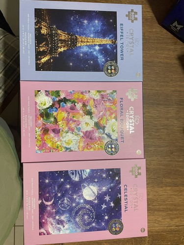 Set Of 3 Crystal Edition 500 Pieces & 280 Gems Jigsaw Puzzle New ...