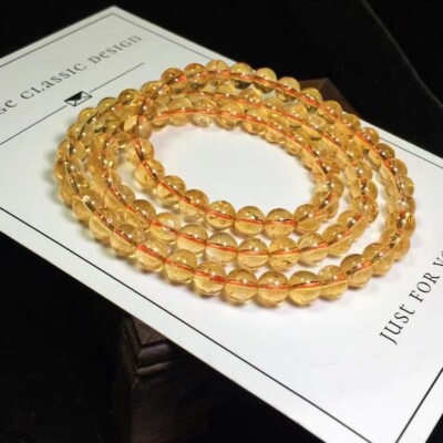 Natural Yellow Citrine Quartz Crystal Prayer Beads 108 Stretch Bracelet ...