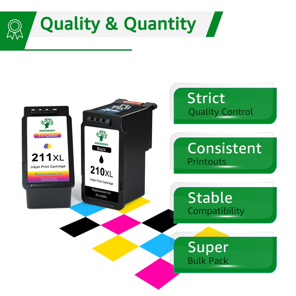 2PK Ink Cartridge compatible for Canon PG-210XL CL-211XL PIXMA MP230 ...
