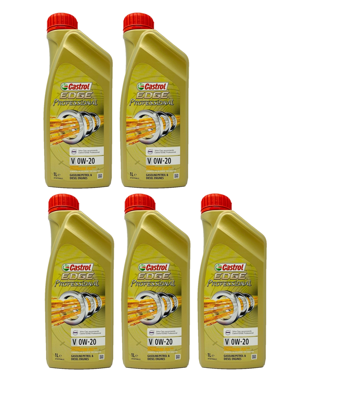 5x1L Castrol EDGE Professional V 0W-20 VOLVO Motoröl FST TITANIUM VCC ...
