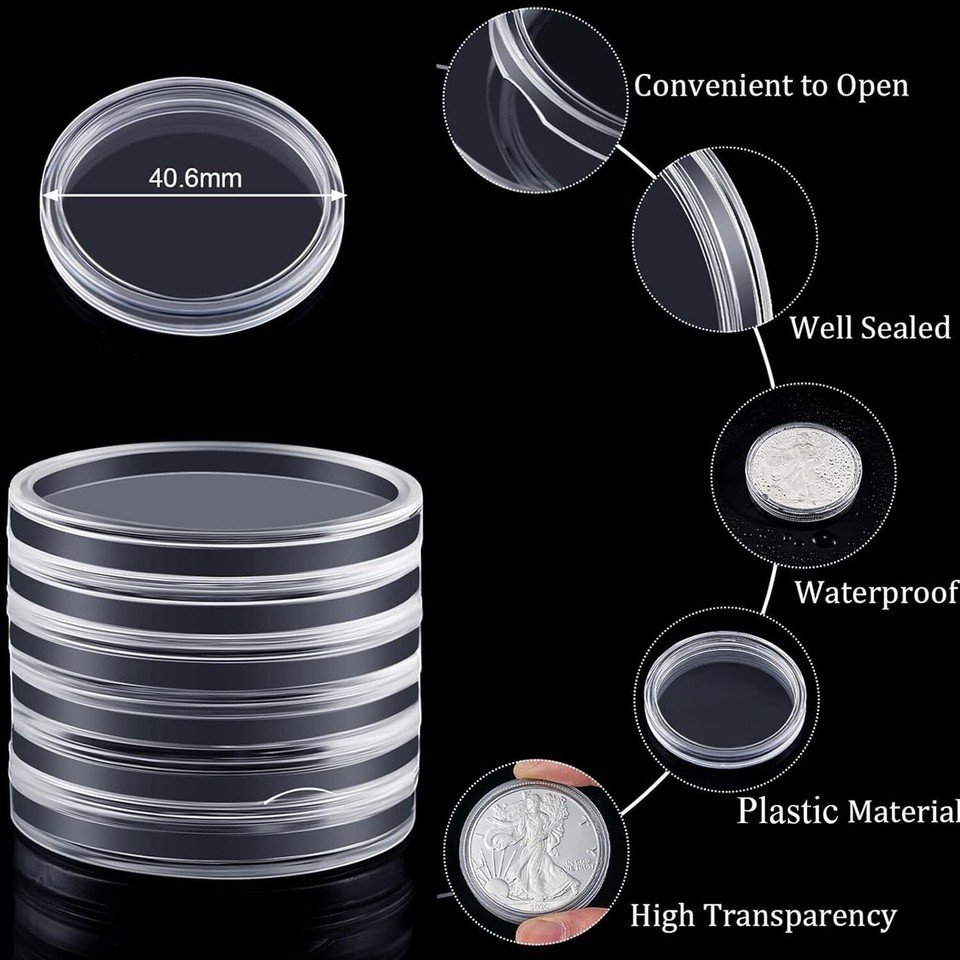 60Pcs Direct Fit Airtight 40.6mm 1Oz American Silver Eagle Coin Holders ...