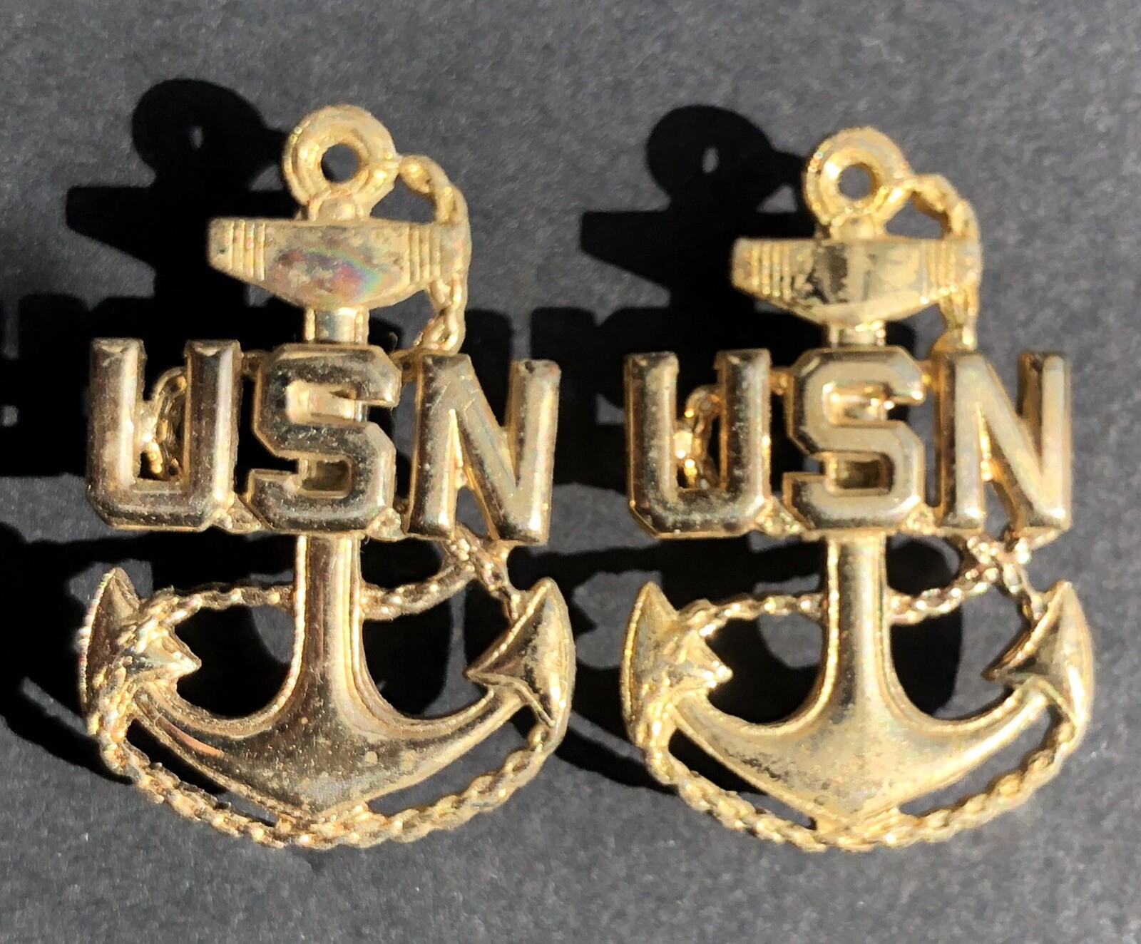 Pair of Vintage US Navy Gold Badges, Clutch Back by Vanguard No. 3 | eBay