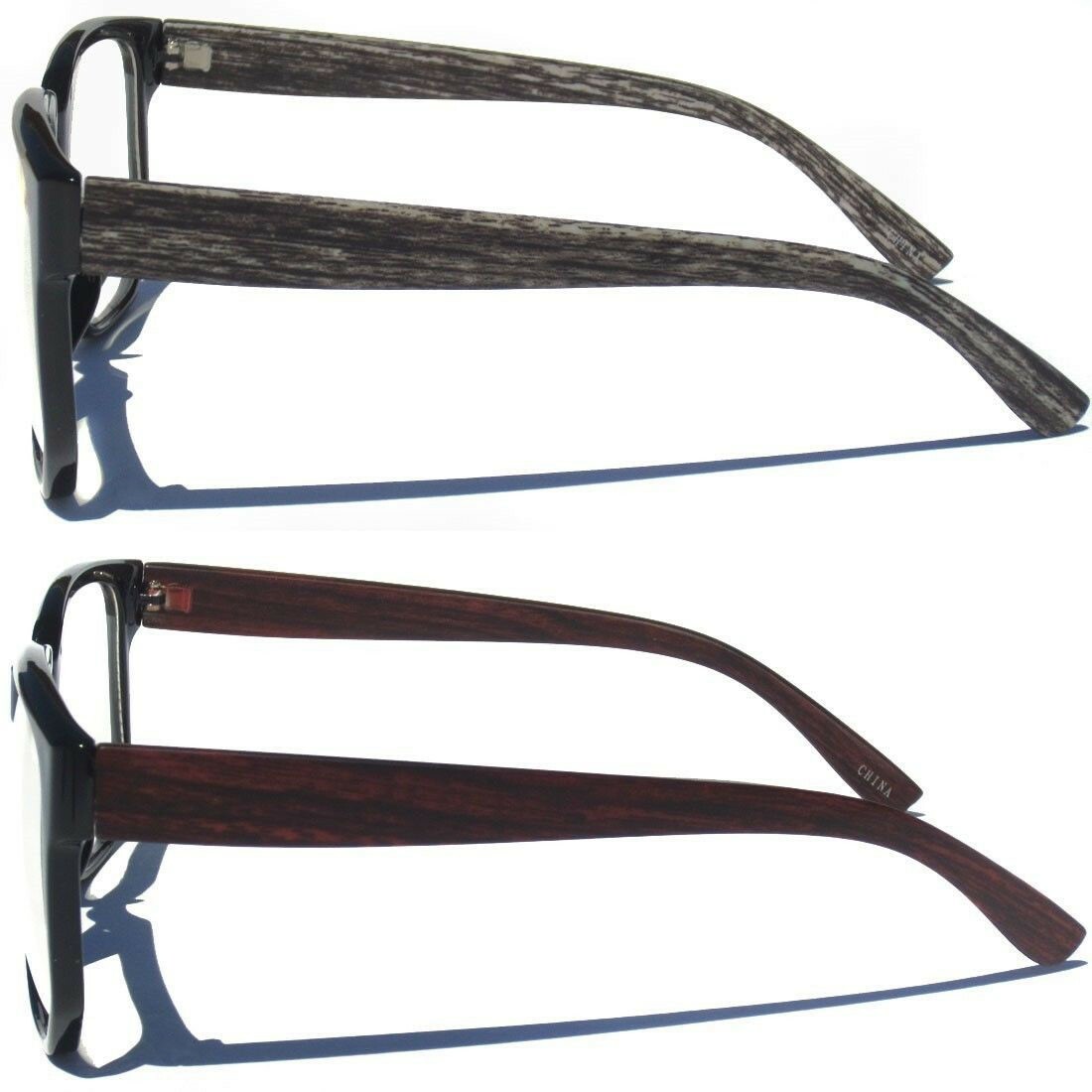 Wood Print Design On Sides Clear Lens Eye Glasses Retro Hipster Nerd ...