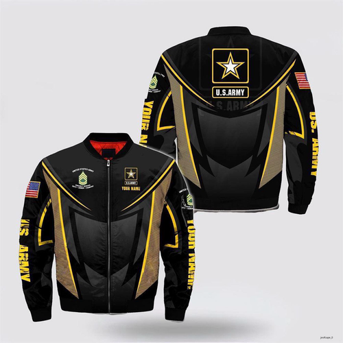 Personalized Name Rank US Army Duty Honor Country Fleece Bomber Jacket ...