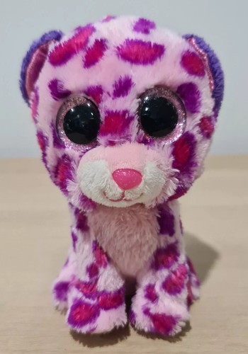 TY Beanie Boos Glamour the Purple / Pink Leopard Glitter Eyes Cat 6 ...