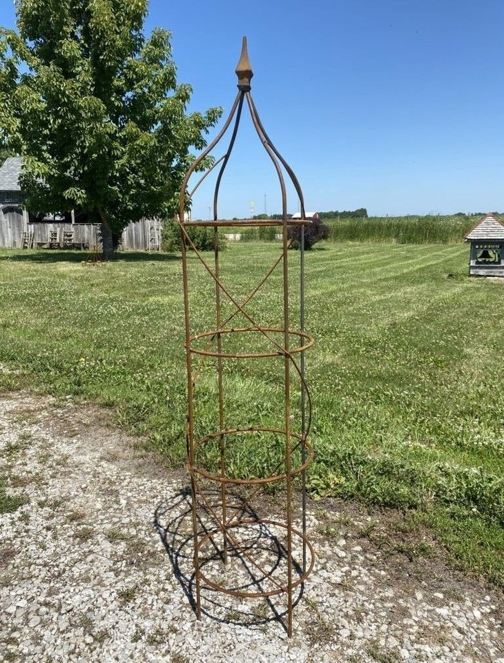 64" Rose Plant Support Garden Trellis Topiary, Round Wrought Iron ...