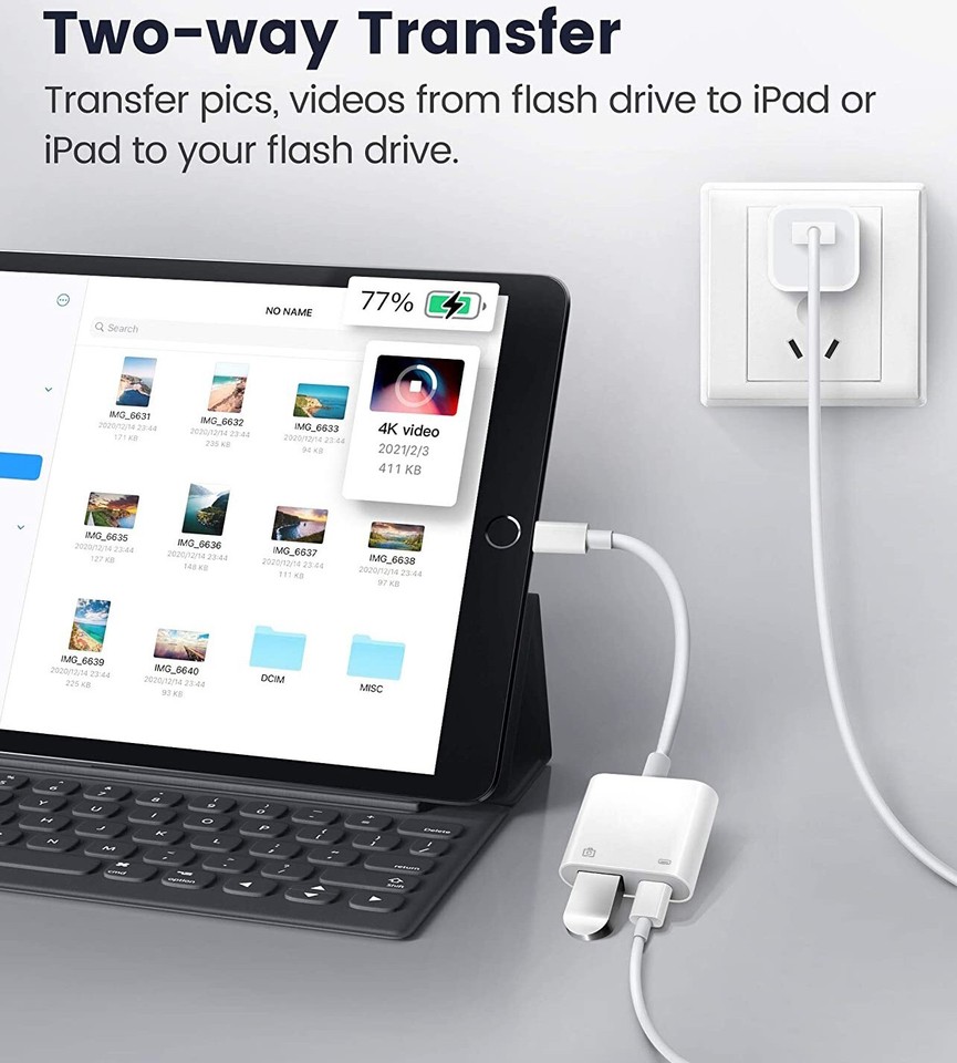 Apple 8-Pin to USB3.0 Camera Adapter HIGH SPEED for iPhone 14 13 12 11 ...