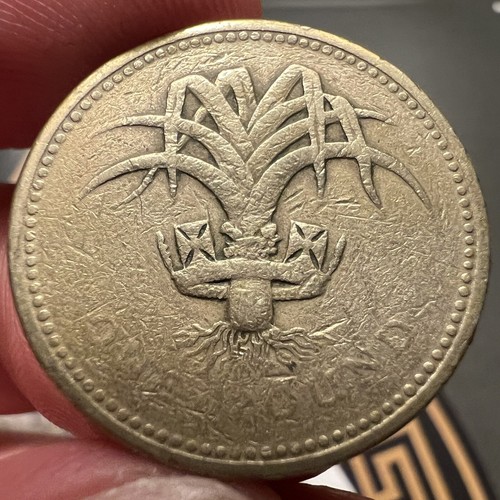 1985 United Kingdom Queen Elizabeth II One Pound Coin Welsh Leek KM-941 ...