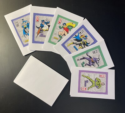 Batman, Robin, Batgirl, Penguin, Joker, & Riddler Blank Note Cards ...