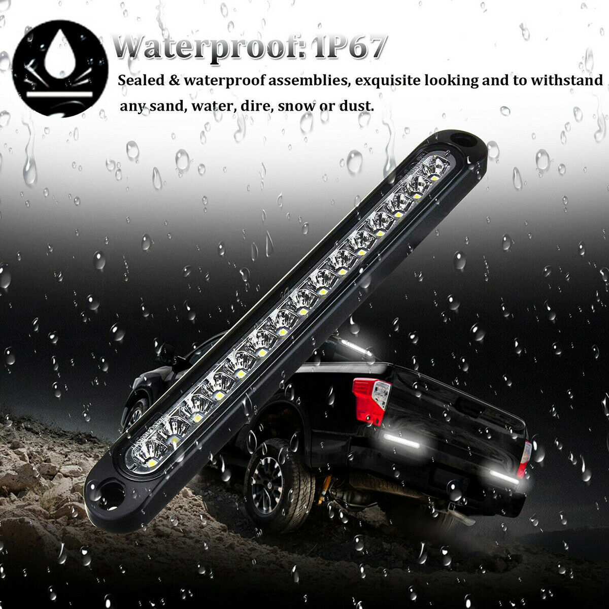 2X 10" 15 LED Car Truck Trailer Turn Tail Backup Reverse Light Bar ...