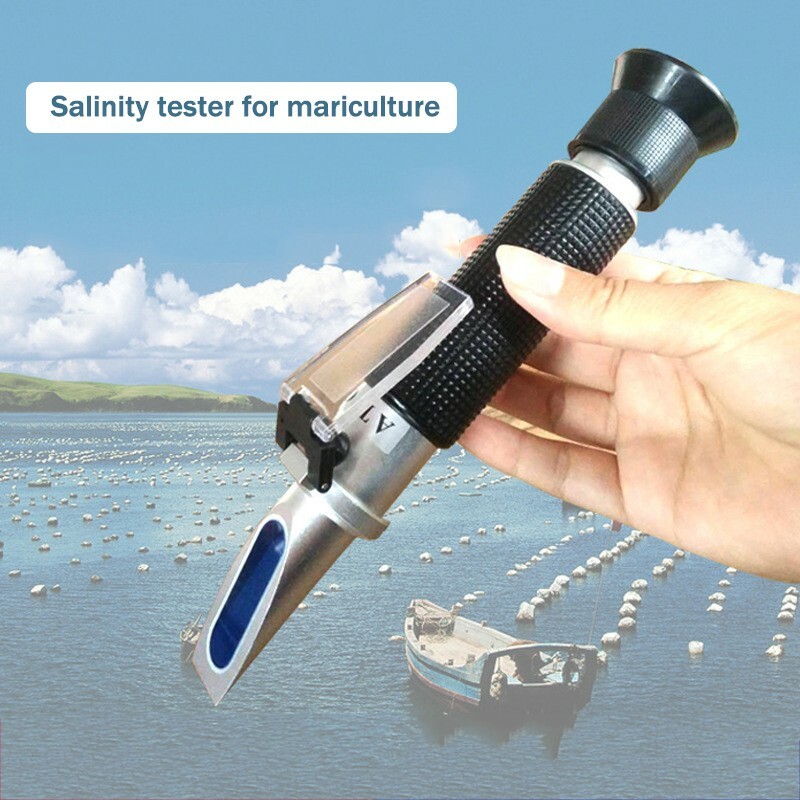 Handheld 0-100‰ Salinity Refractometer Salinity Meter 1.000-0.070SG ATC ...