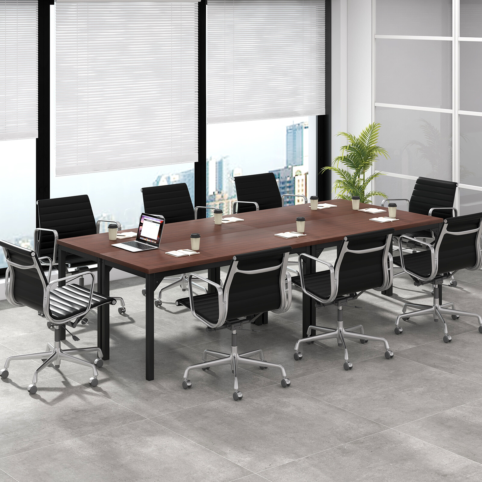 Set of 4 55" Conference Table Office Computer Study Desk Metal Base ...