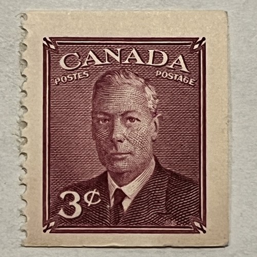 1950 1951 CANADA MINT MNH OG 3C PURPLE STAMP RARE 3 IMPERF SIDES KGVI ...