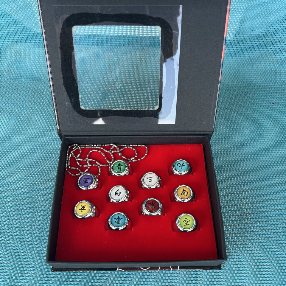 Naruto 10 Ring Set Plus Chain Cosplay Ring Set 2003 Anime | eBay