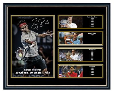 ROGER FEDERER 20 GRAND SLAM TITLES SIGNED LIMITED EDITION FRAMED ...